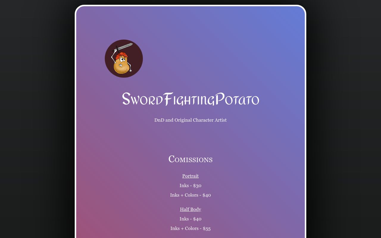 SwordFightingPotato Commission Info
